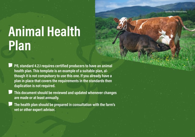 Pasture for Life template animal health and welfare plan